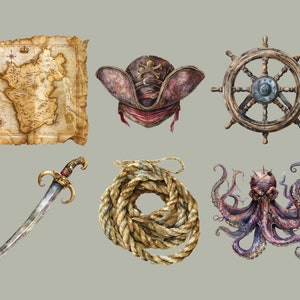 Pirate Life Watercolor Digital Clip Art L Printable Clipart Sticker ...