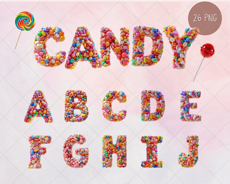 Sweet Candy 3D Alphabet Digital Clipart L Transparent Background Fun ...