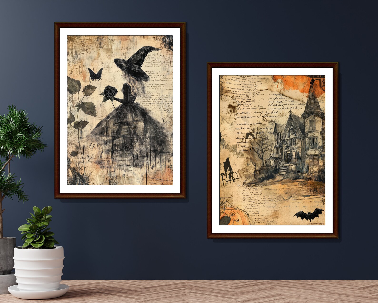 Vintage Halloween Digital Paper L Printable Spooky Design Background ...