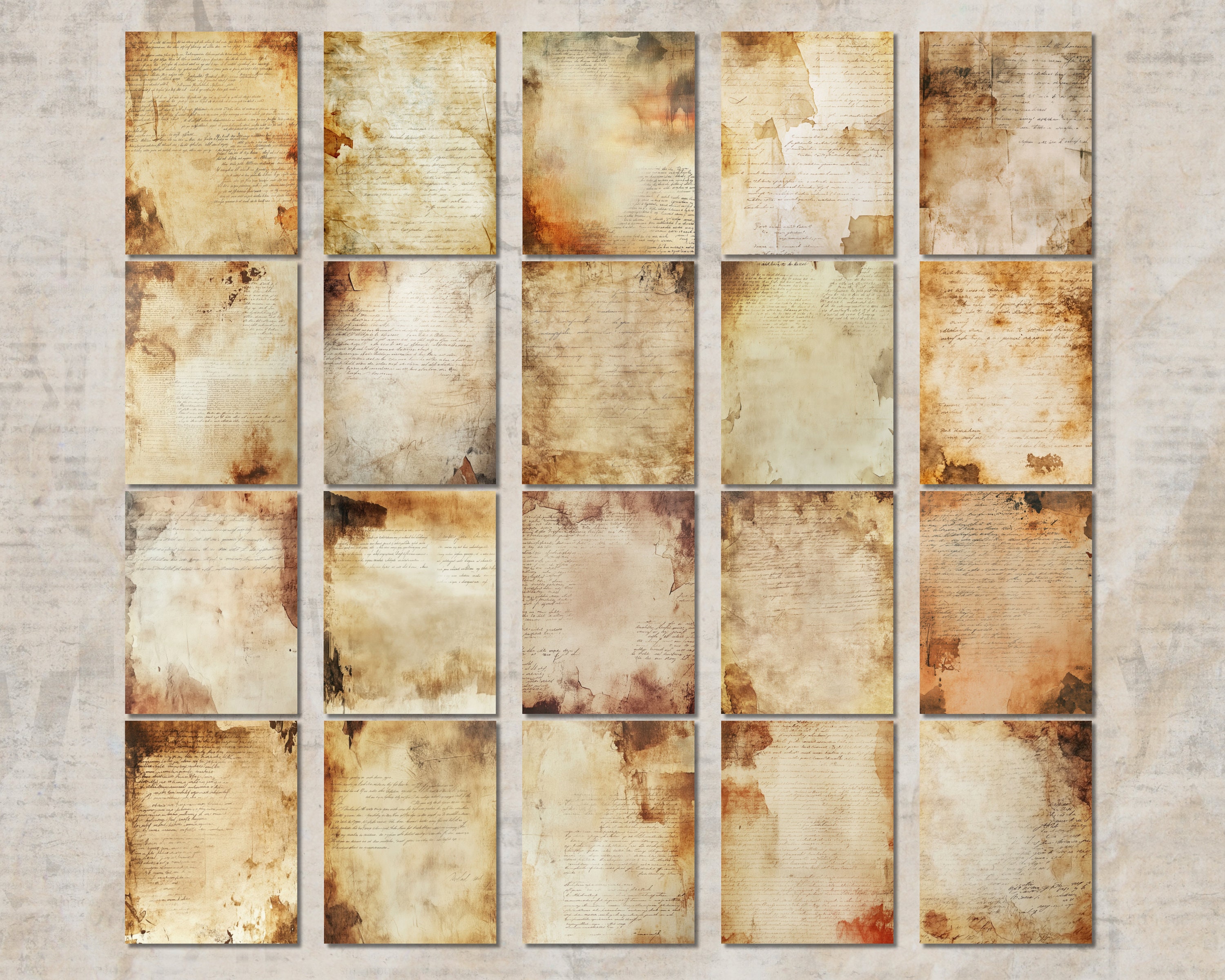 Vintage Old Writing Digital Paper L Distressed Grunge Texture Printable ...