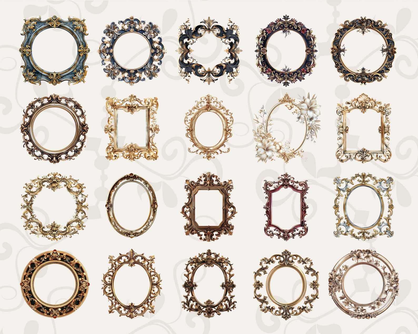Luxury Frame Digital Clipart L Printable Vintage Victorian Design Clip ...