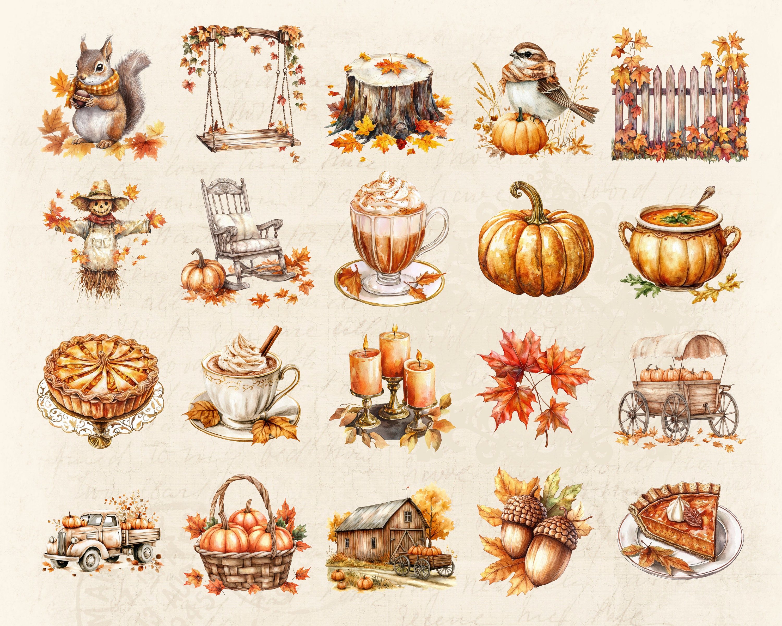 Moody Autumn Design Digital Clipart L Printable Fall Season Clip Art ...
