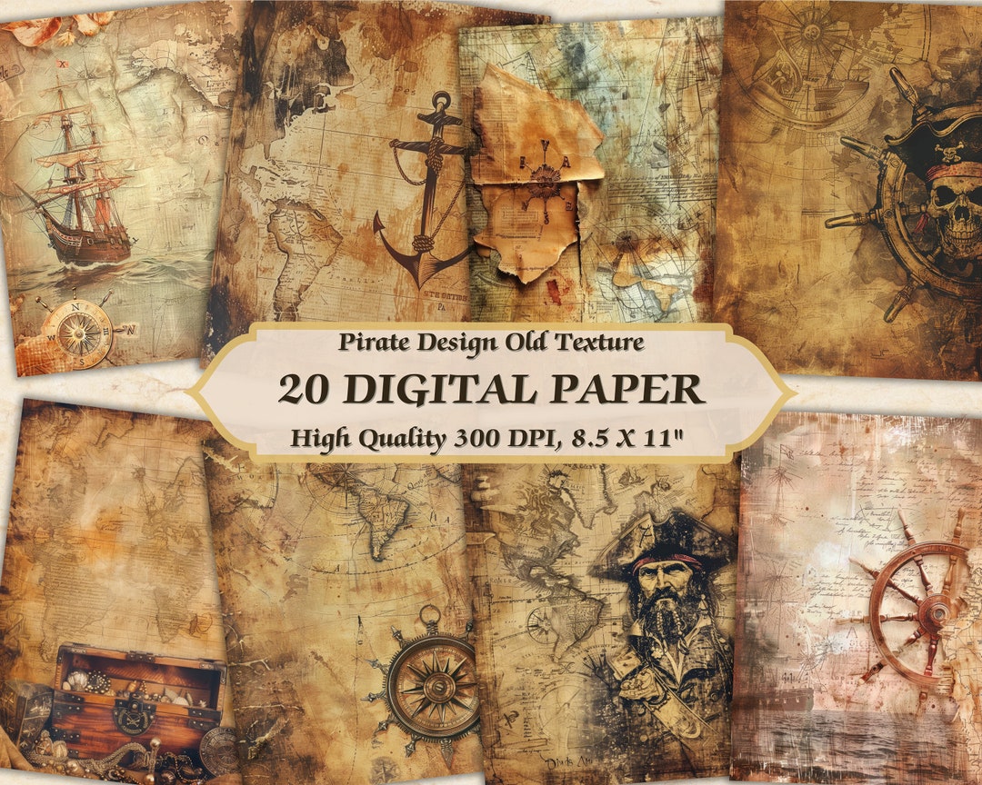 Pirate Life Design Digital Paper L Printable Pirate Adventure Nautical ...