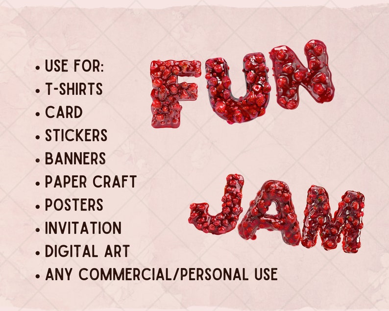 Sweet Strawberry Jam Texture Alphabet Digital Clipart L Printable 3D ...