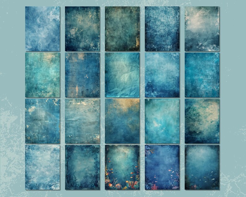 Dark Blue Underwater Design Digital Paper, Printable Under the Sea ...