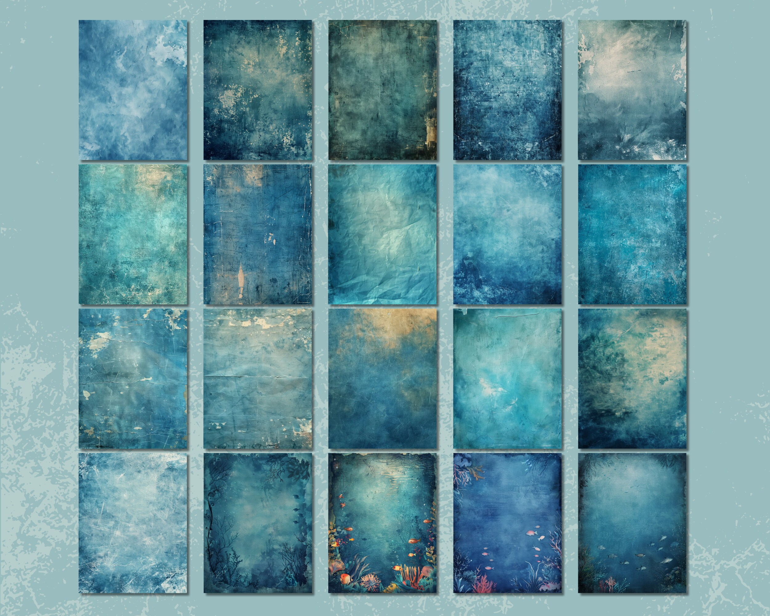 Dark Blue Underwater Design Digital Paper, Printable Under the Sea ...