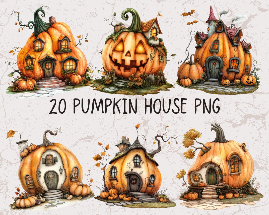 Spooky Pumpkin House Digital Clipart L Printable Cute Halloween Sticker ...