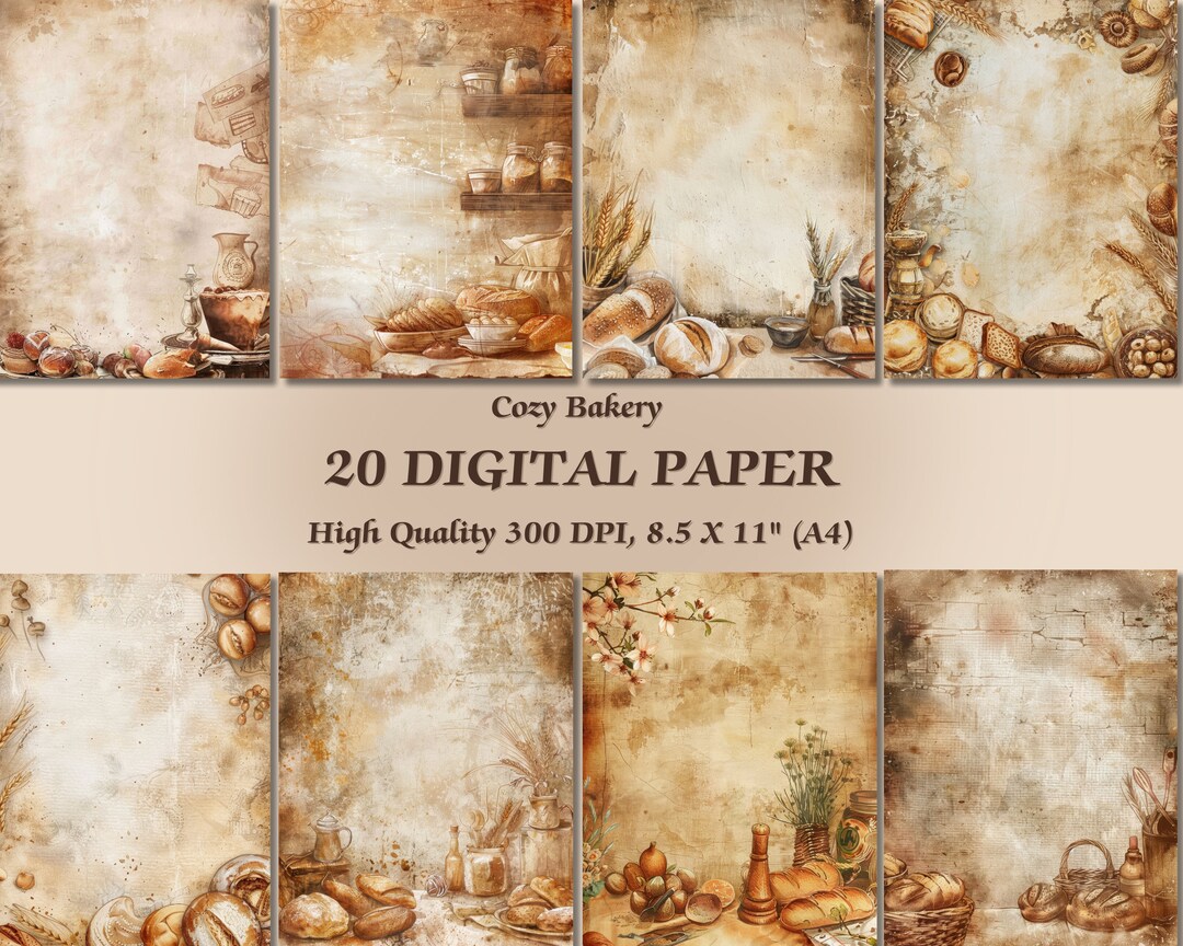 Warm Fresh Bakery Design Digital Paper L Printable Cozy Bake Shop ...