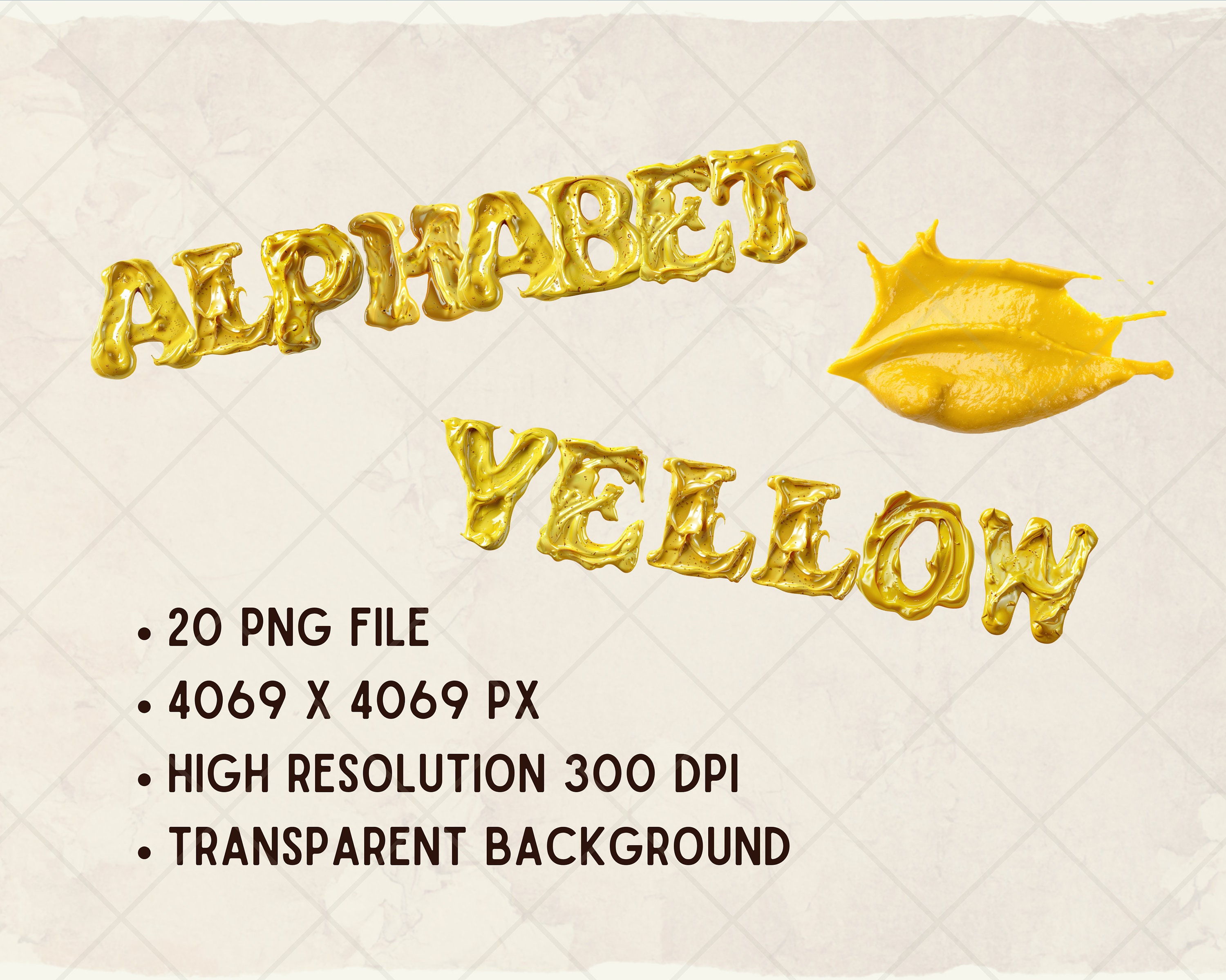 Hot Mustard Yellow Alphabet Digital Clipart L Printable Fun Letters ...