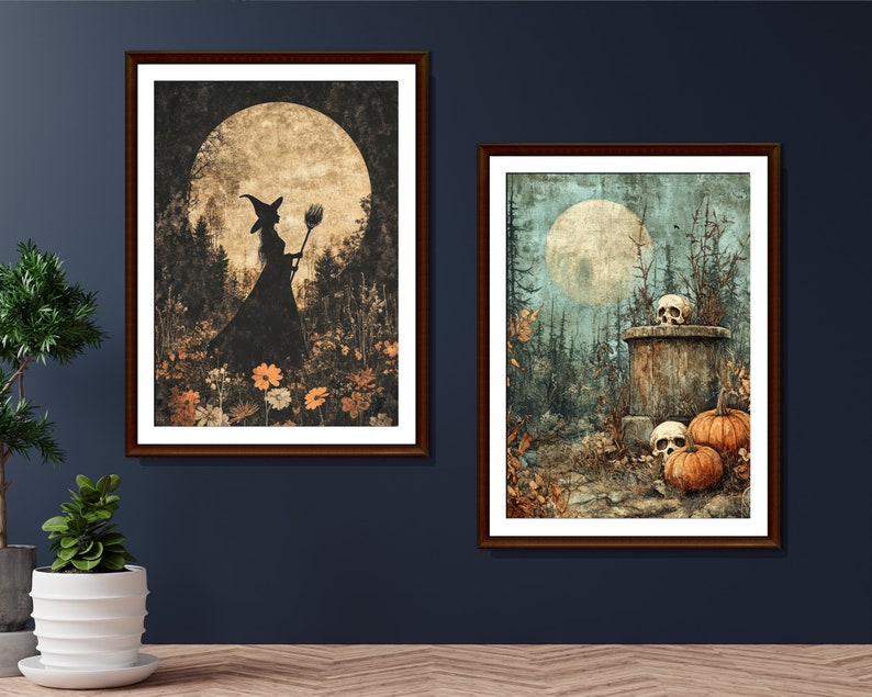 Spooky Halloween Night With Moon Digital Paper L Printable Scary Dark Forest Background L ...