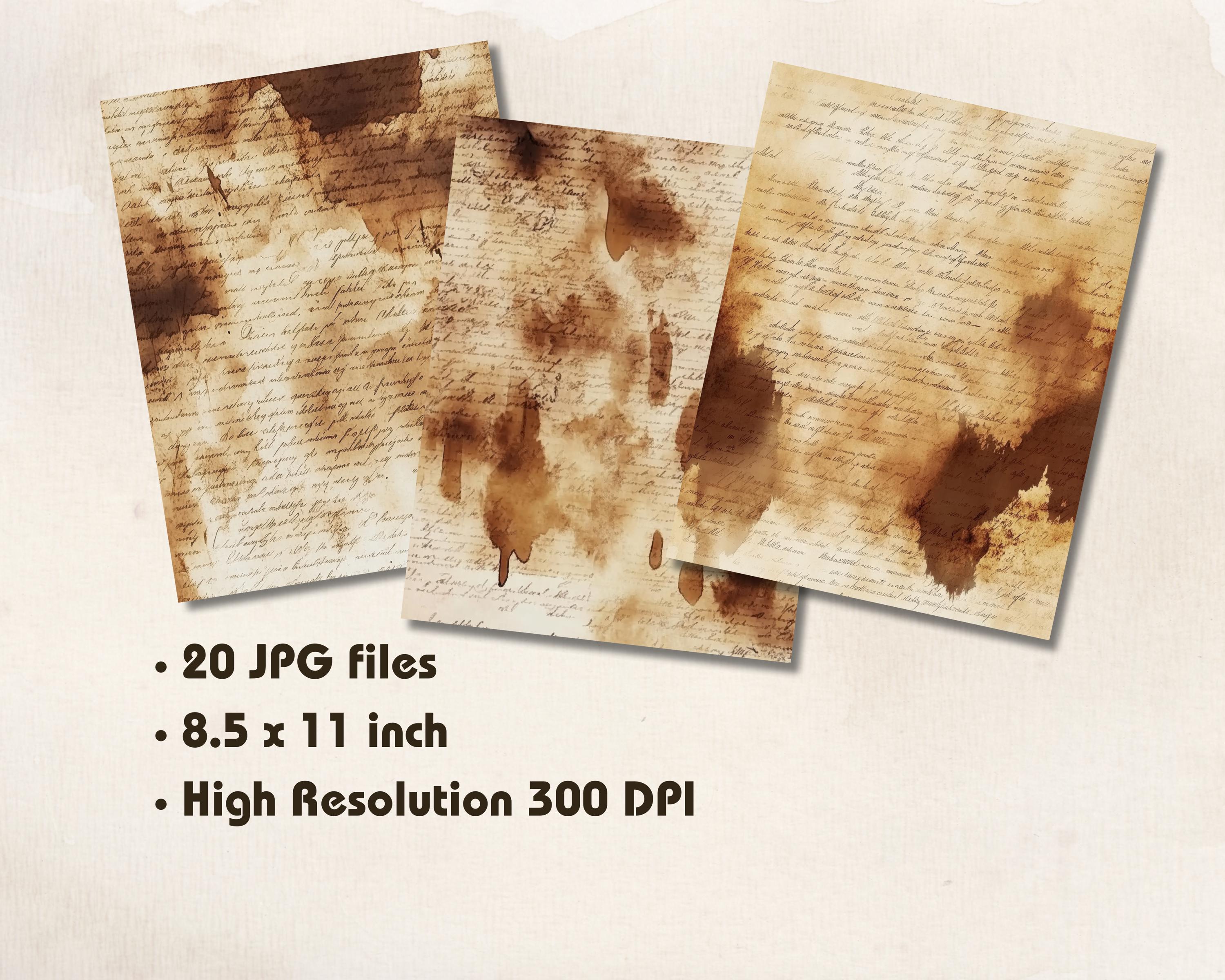 Vintage Coffee Stain Design Digital Paper L Printable Grunge Old ...