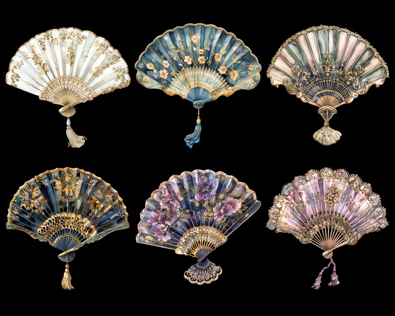 Luxury Victorian Fan Digital Clip Art L Printable Elegance Design ...