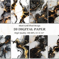16 Distressed Metallic Gold Foil and Black Digital Papers 12" 300 Dpi ...