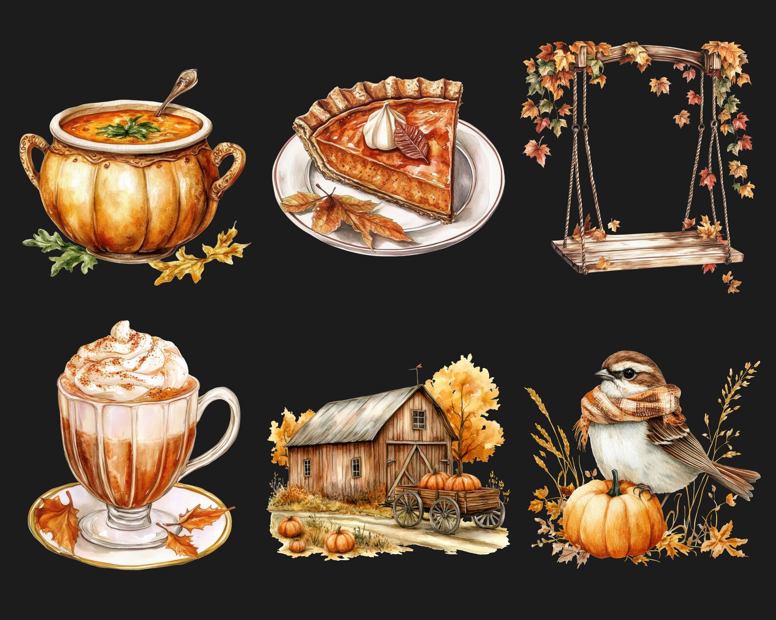 Moody Autumn Design Digital Clipart L Printable Fall Season Clip Art ...