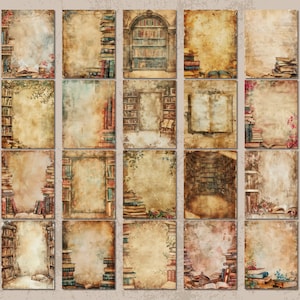 Vintage Library Old Texture Digital Paper L Books Design Watercolor ...