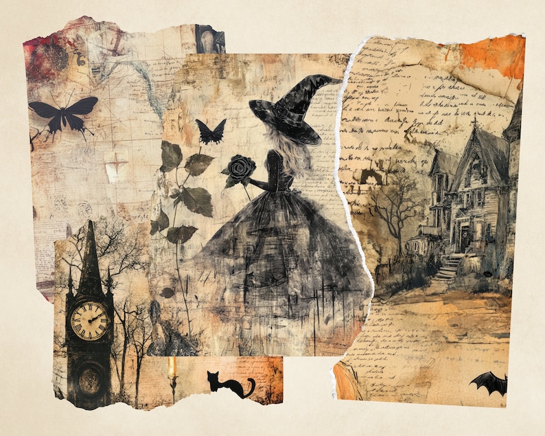 Vintage Halloween Digital Paper L Printable Spooky Design Background ...