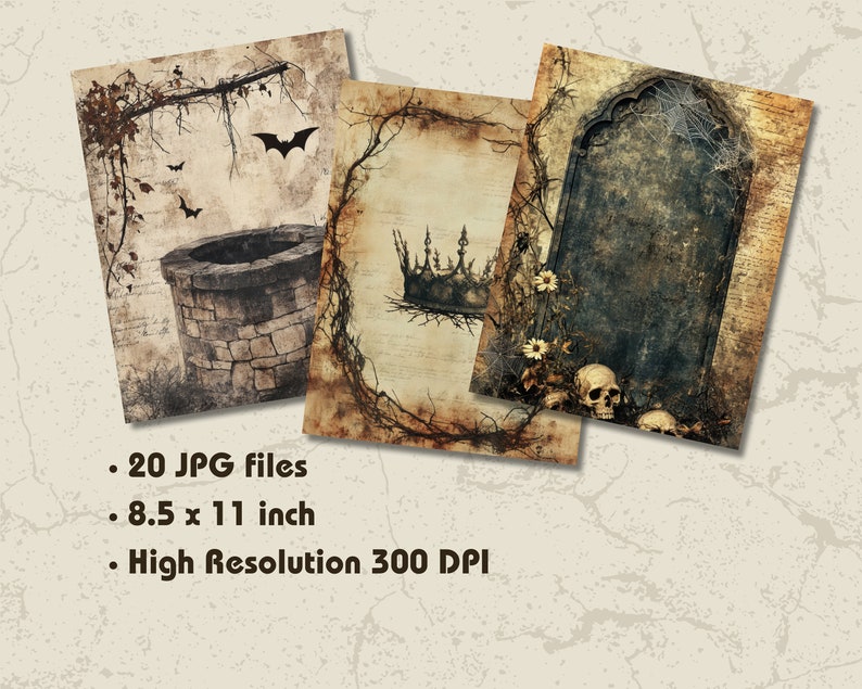 Vintage Spooky Atmosphere Digital Paper L Printable Gothic Halloween ...