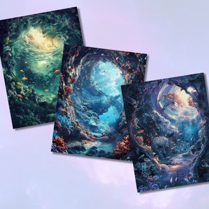 Fantasy Underwater Cave Digital Paper L Printable Dreamy Ocean ...