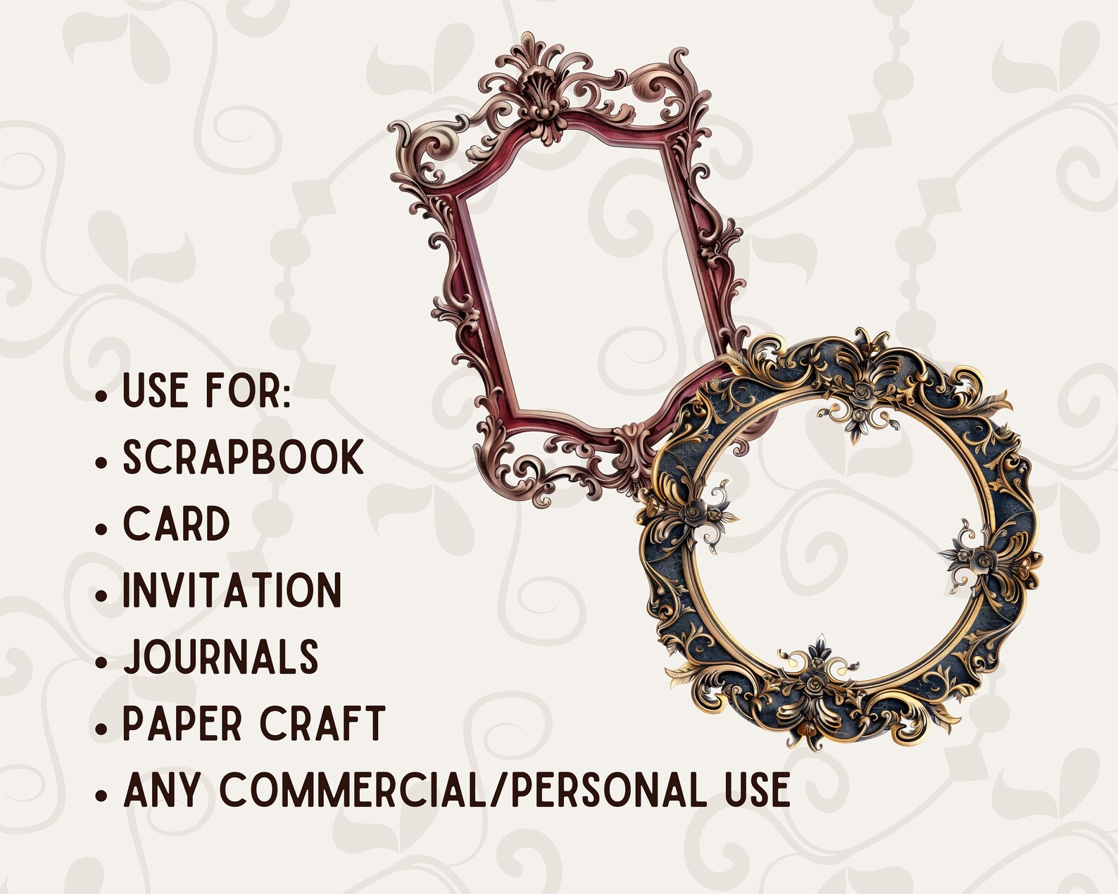 Luxury Frame Digital Clipart L Printable Vintage Victorian Design Clip ...