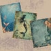 Romantic Mermaid Under the Sea Digital Paper Set L Vintage Old Texture ...