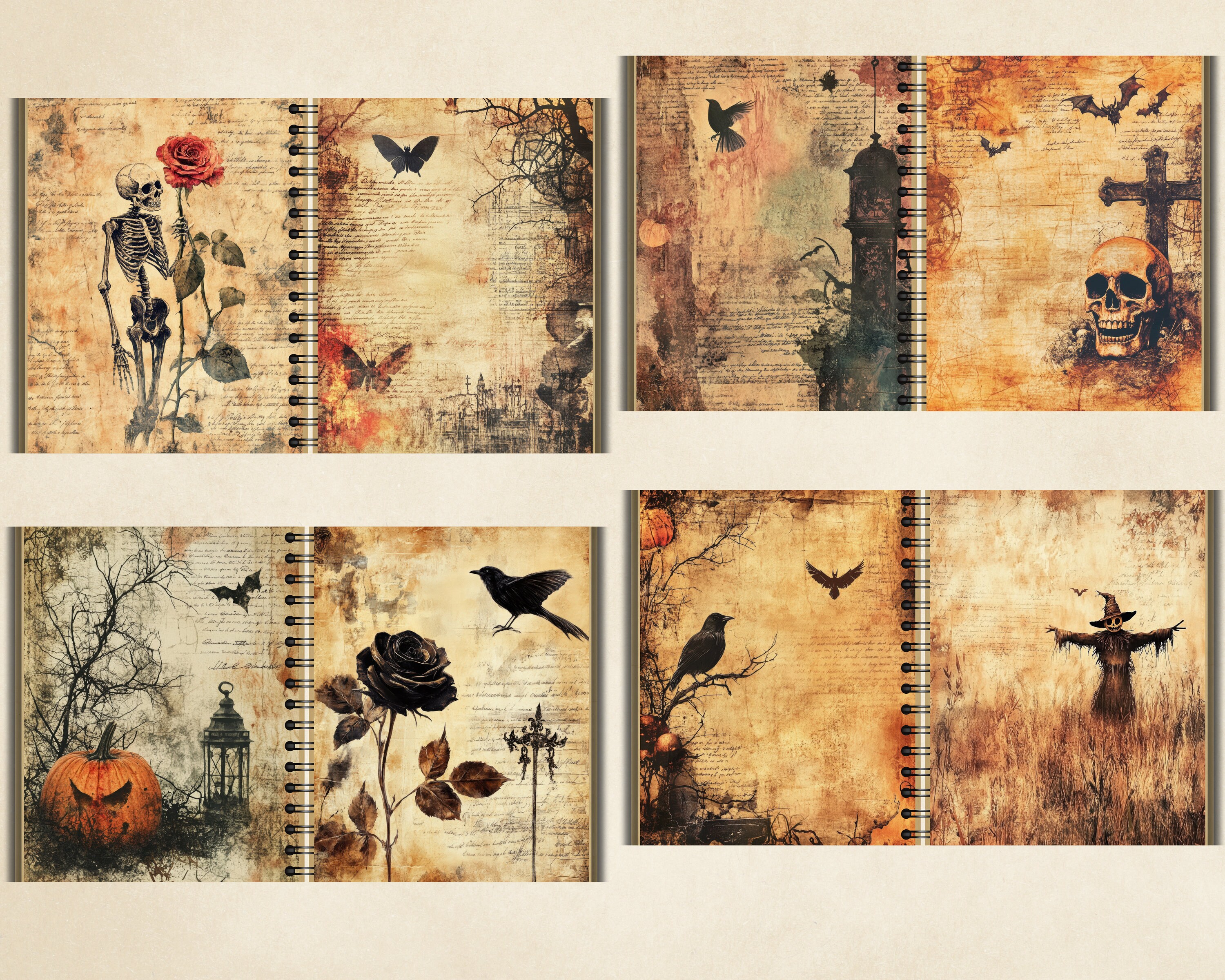 Vintage Halloween Digital Paper L Printable Spooky Design Background ...