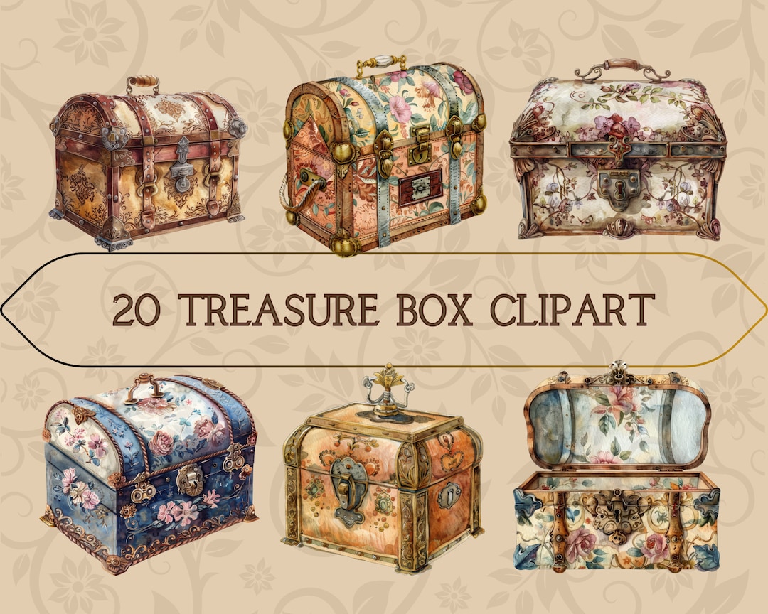 Old Texture Vintage Treasure Box Design Digital Clipart Image L ...