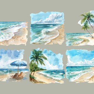 Hot Summer Beach Design Digital Clipart L Printable Ocean Sticker ...