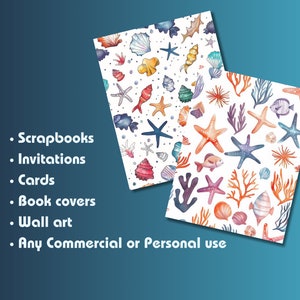 Cute Under the Sea Pattern Digital Paper L Printable Ocean Stuff Design ...