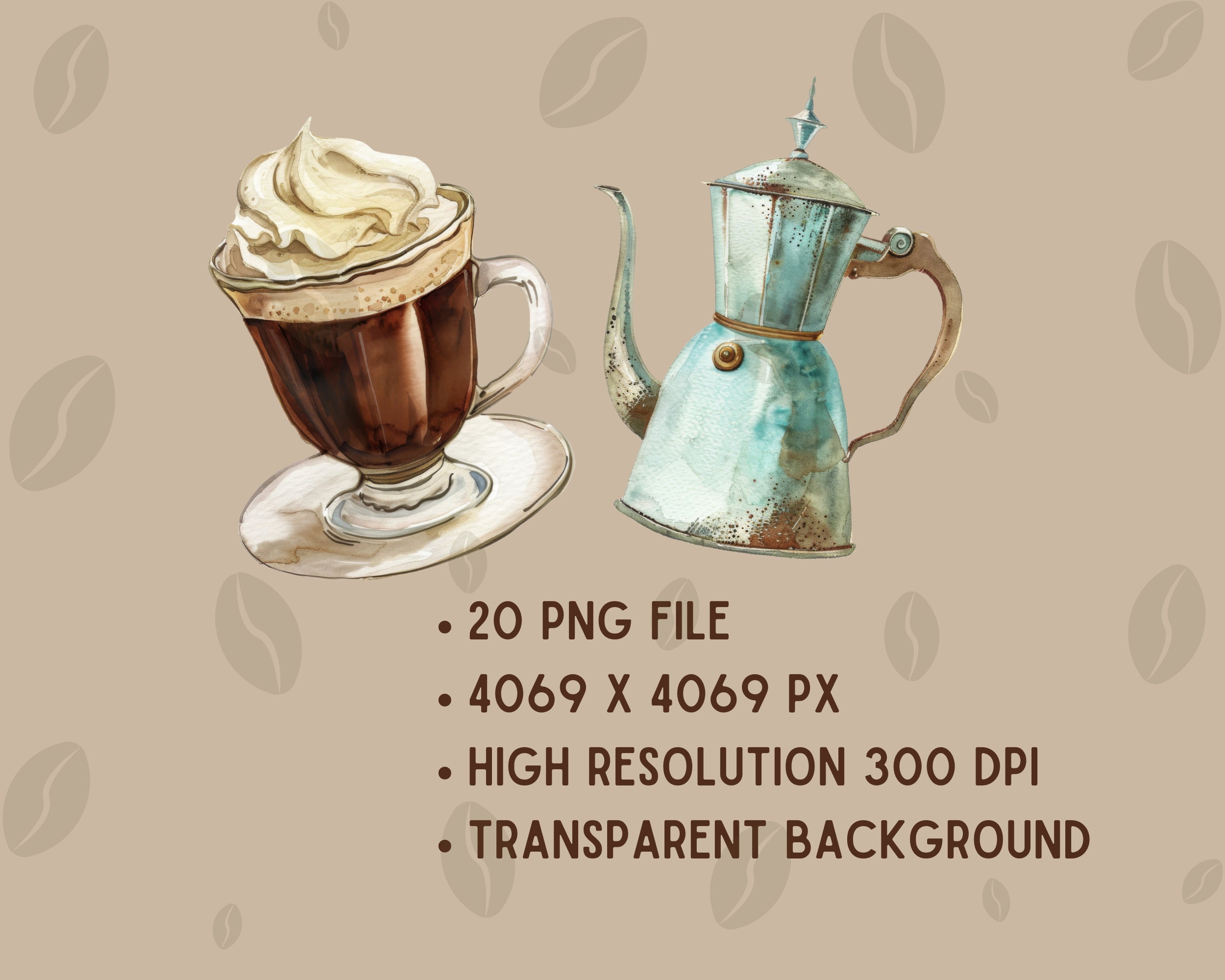 Vintage Coffee Design Digital Clipart Image L Printable Cafe Stuff ...