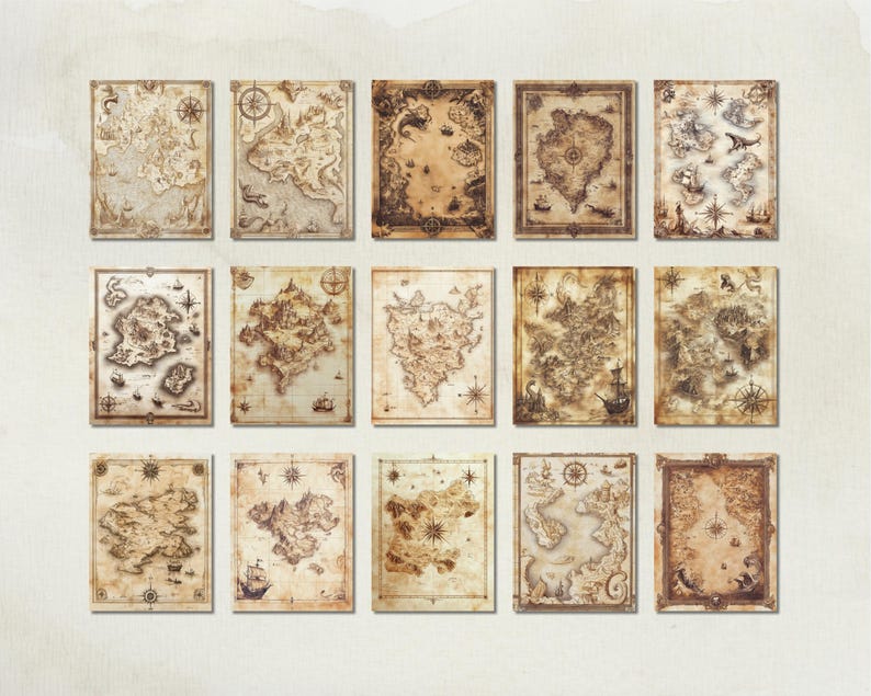 Vintage Treasure Map Old Texture Digital Paper L Printable Distressed ...