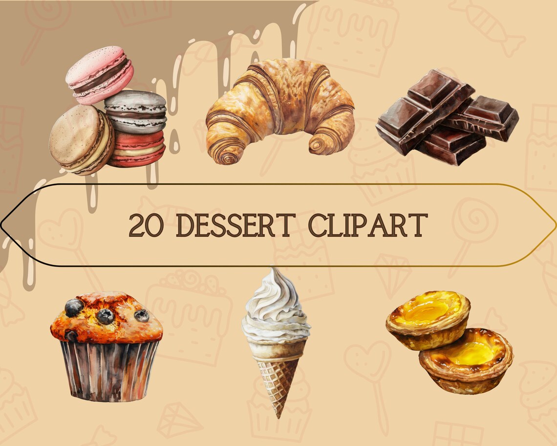 Sweet Dessert Design Digital Clipart Image L Printable Sticker ...