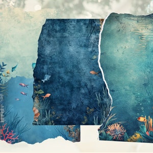 Dark Blue Underwater Design Digital Paper, Printable Under the Sea ...