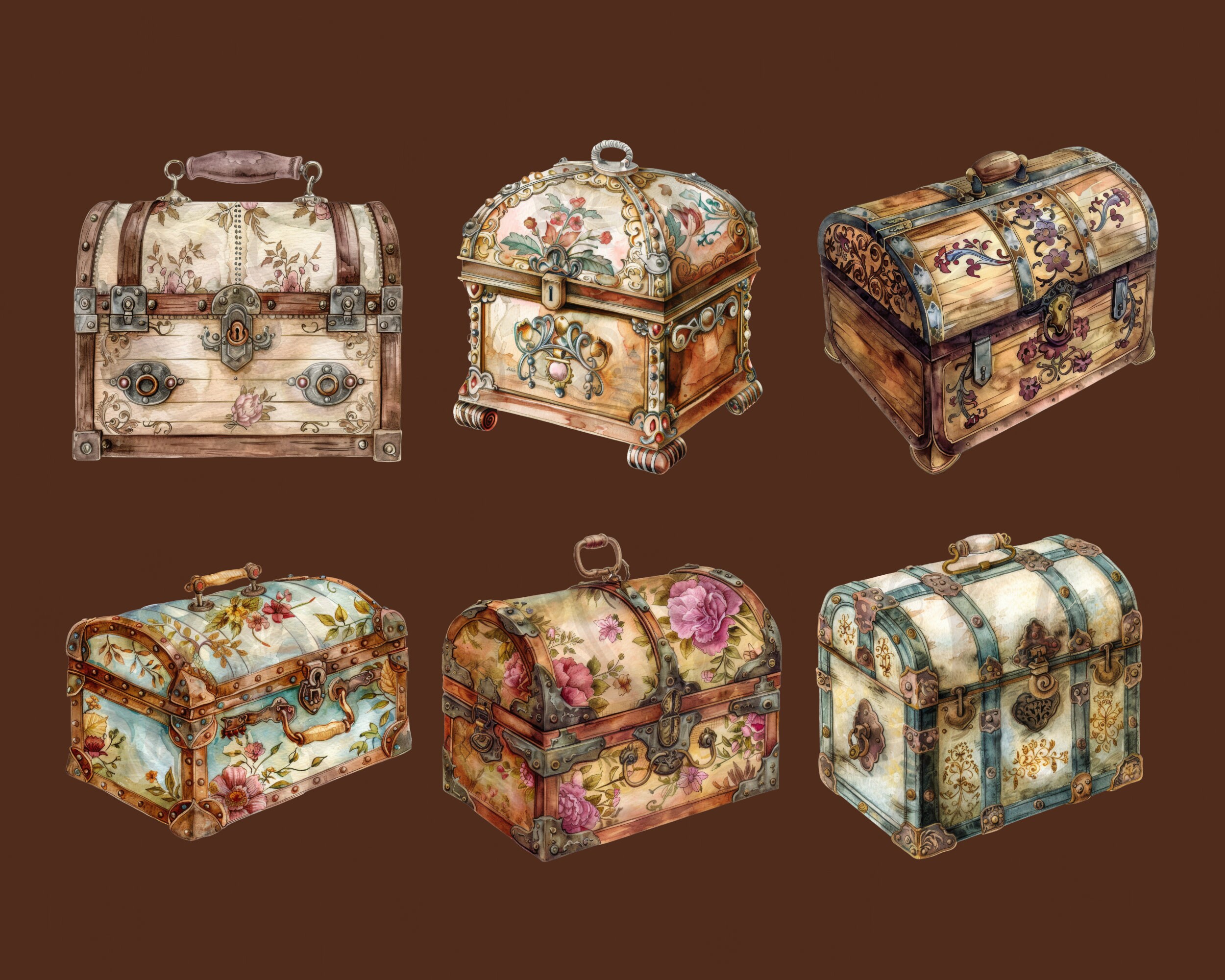 Old Texture Vintage Treasure Box Design Digital Clipart Image L ...