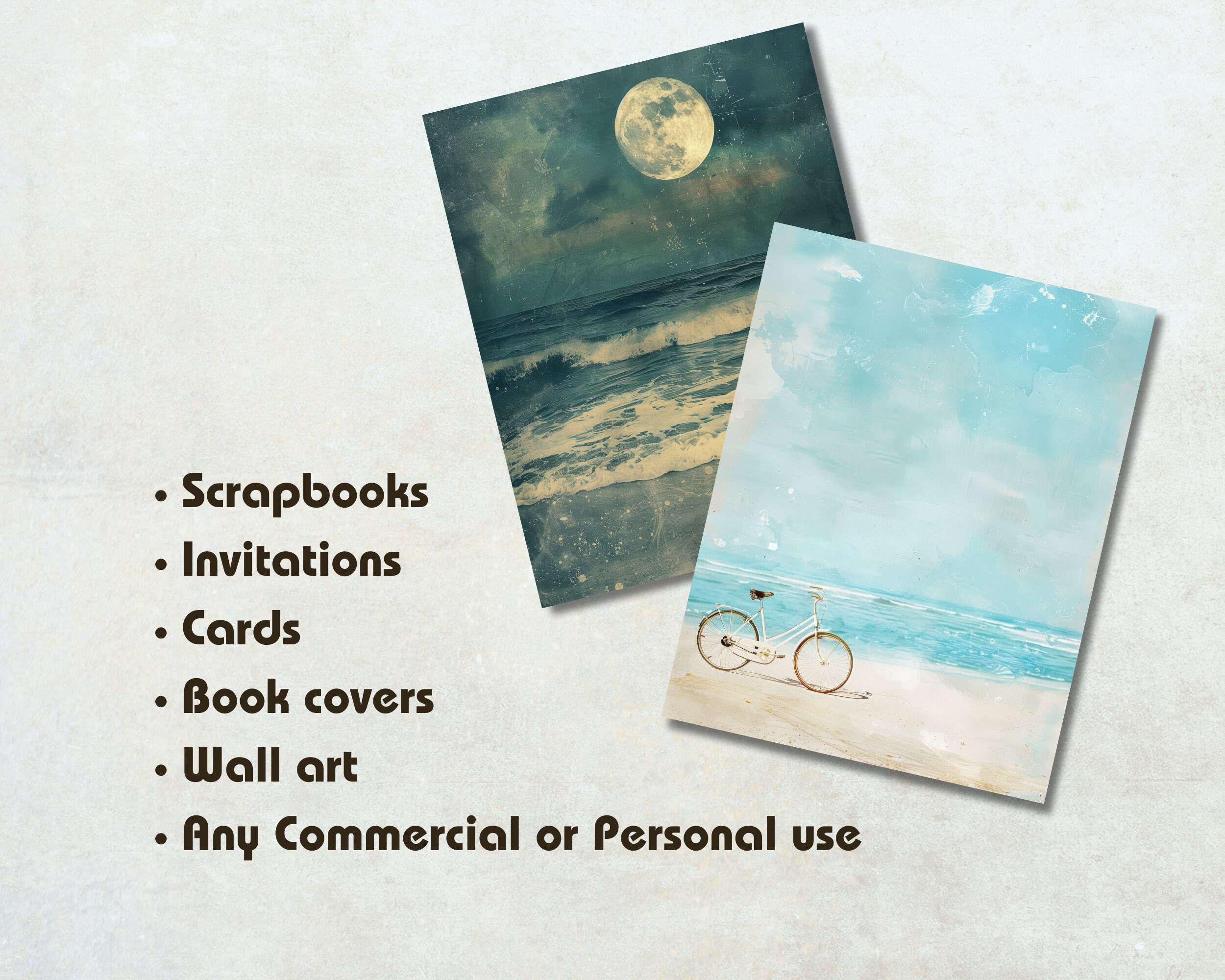 Hot Summer Beach Design Digital Paper L Printable Fresh Ocean Landscape ...