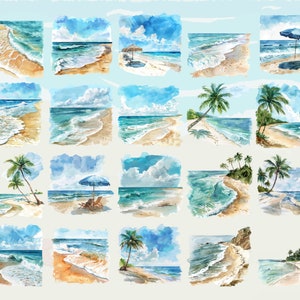 Hot Summer Beach Design Digital Clipart L Printable Ocean Sticker ...