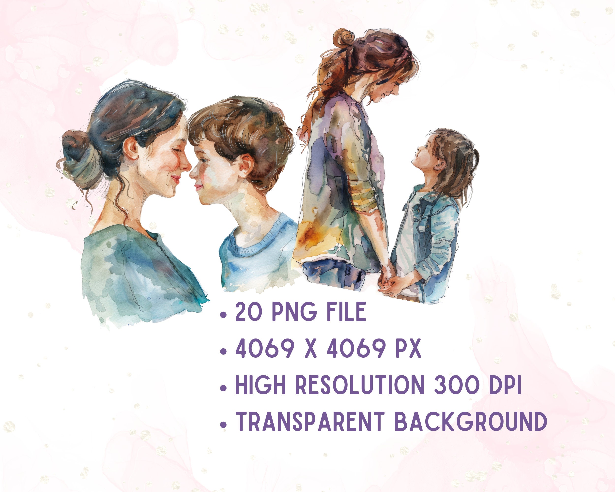 Love Mother and Child Hug Digital Clip Art Image L Cute Mother's Day ...