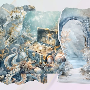 Dreamy Underwater Design Digital Paper L Printable Blue Ocean Wallpaper ...