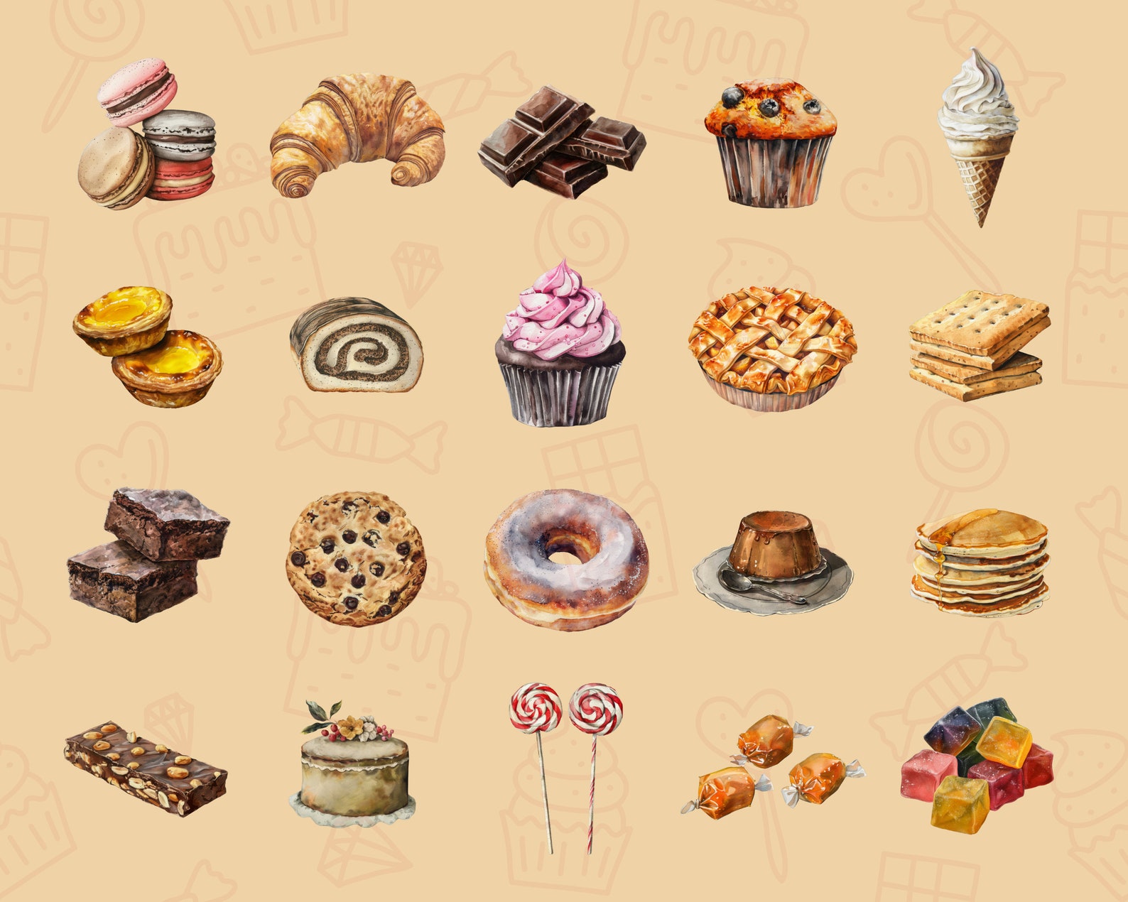 Sweet Dessert Design Digital Clipart Image L Printable Sticker ...