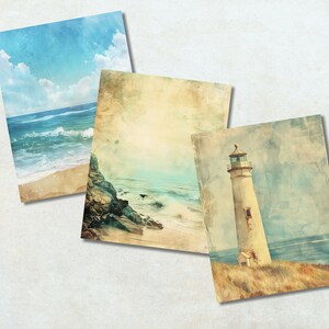 Hot Summer Beach Design Digital Paper L Printable Fresh Ocean Landscape ...