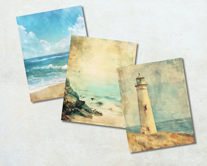 Hot Summer Beach Design Digital Paper L Printable Fresh Ocean Landscape ...