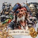 Pirate Life Watercolor Digital Clip Art L Printable Clipart Sticker ...
