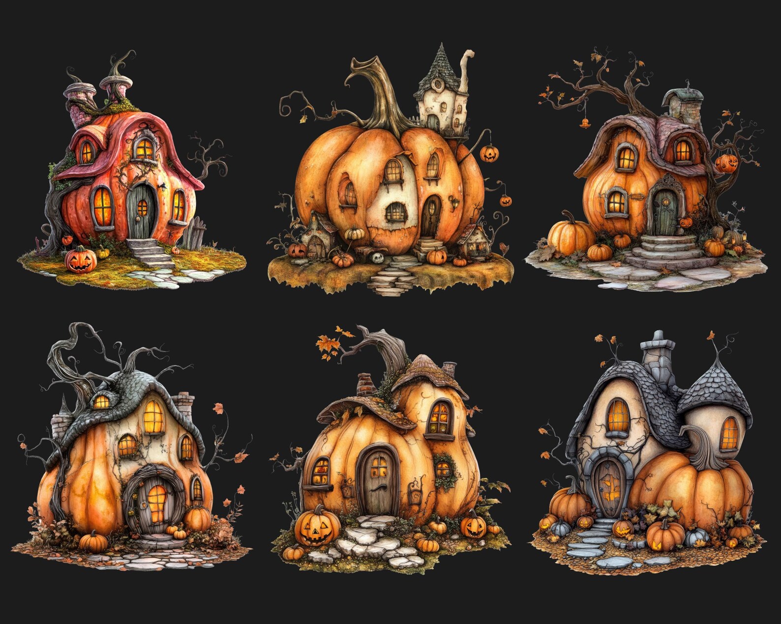 Spooky Pumpkin House Digital Clipart L Printable Cute Halloween Sticker ...