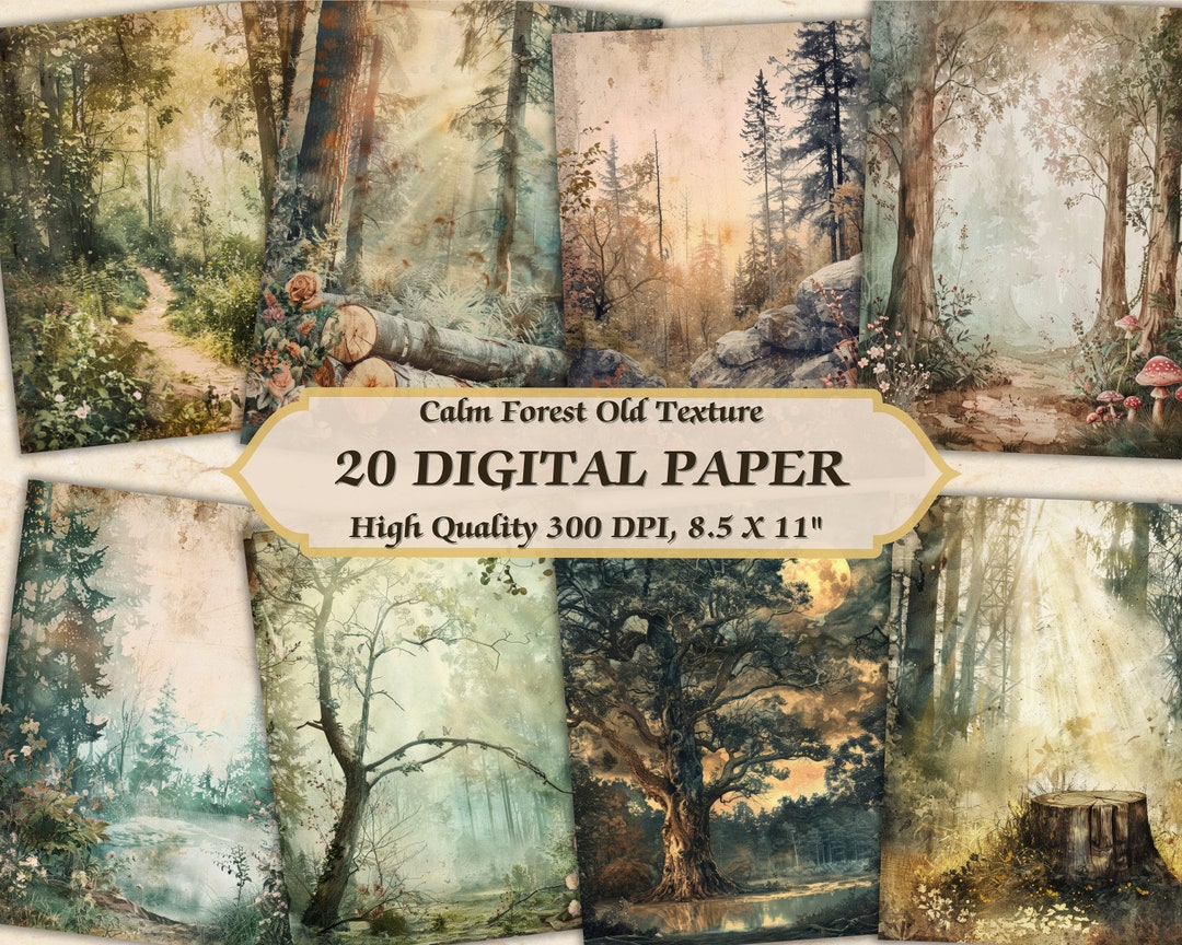 Calm Fresh Forest Design Digital Paper L Printable Clean Nature ...
