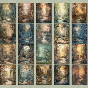 Calm Forest Design Digital Paper L Printable Nature Landscape Wallpaper ...