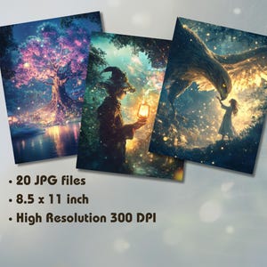 Fantasy Magical World Design Digital Paper L Printable Enchanted Mystic ...