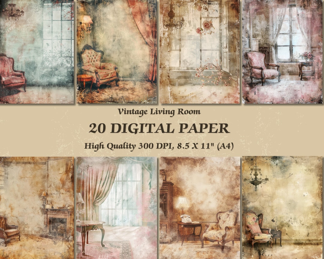 Romantic Living Room Design Digital Paper L Printable Old Paper Texture ...