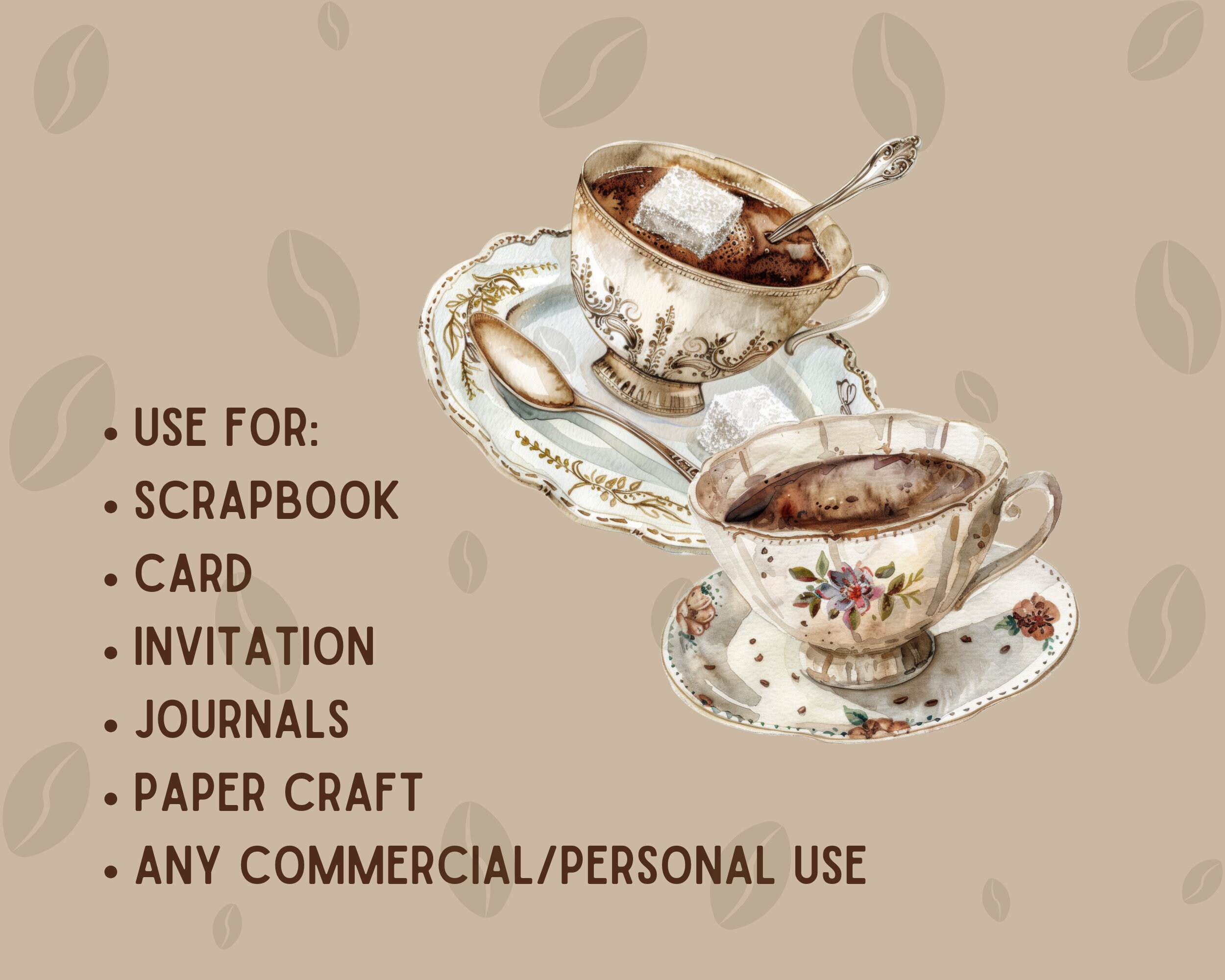 Vintage Coffee Design Digital Clipart Image L Printable Cafe Stuff ...