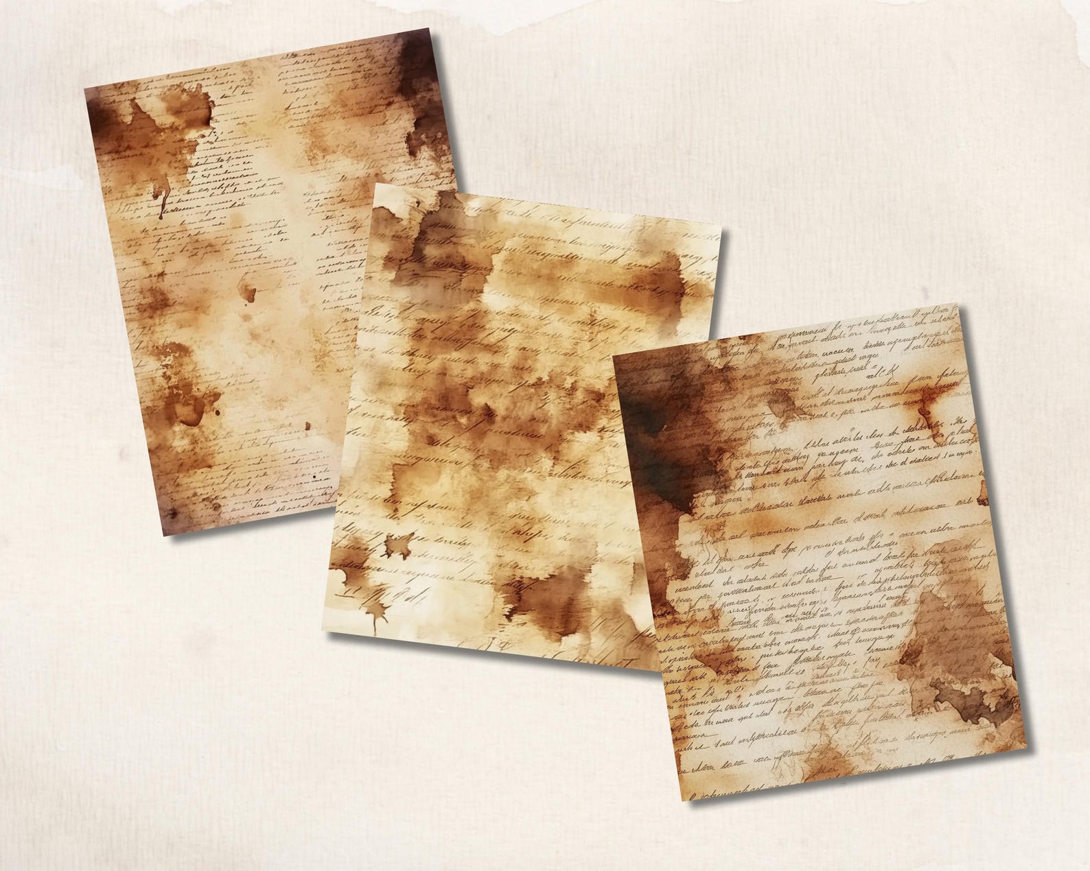 Vintage Coffee Stain Design Digital Paper L Printable Grunge Old ...