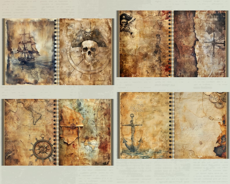 Pirate Life Design Digital Paper L Printable Pirate Adventure Nautical ...