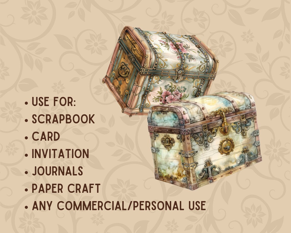 Old Texture Vintage Treasure Box Design Digital Clipart Image L ...